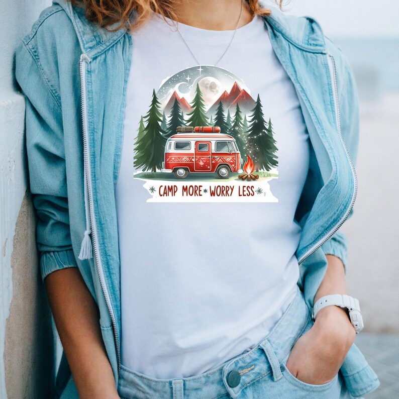 Camp More Worry Less Clip Art PNG File, Dtf, Sublimation, INSTANT DOWNLOAD Digital Watercolor ...