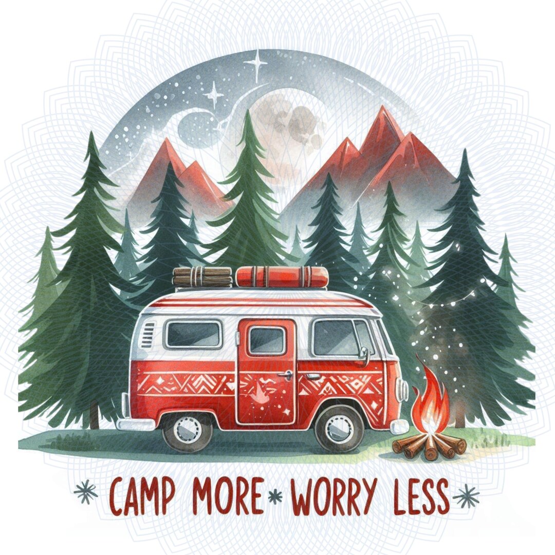 Camp More Worry Less Clip Art PNG File, Dtf, Sublimation, INSTANT ...