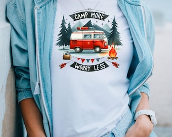 Camp More Worry Less Clip Art PNG File, Dtf, Sublimation, INSTANT DOWNLOAD Digital Watercolor ...