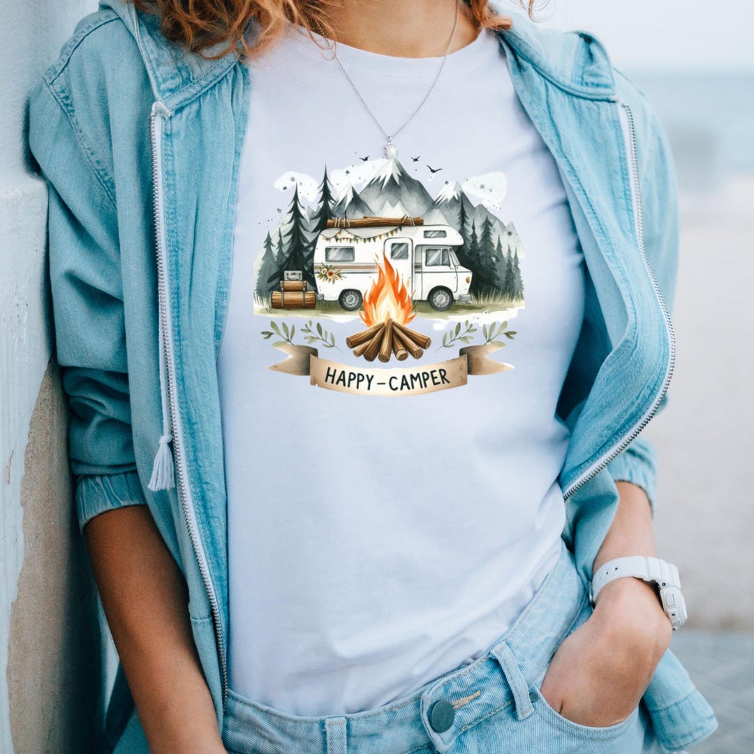 Happy Camper Clip Art PNG File, Dtf, Sublimation, INSTANT DOWNLOAD ...