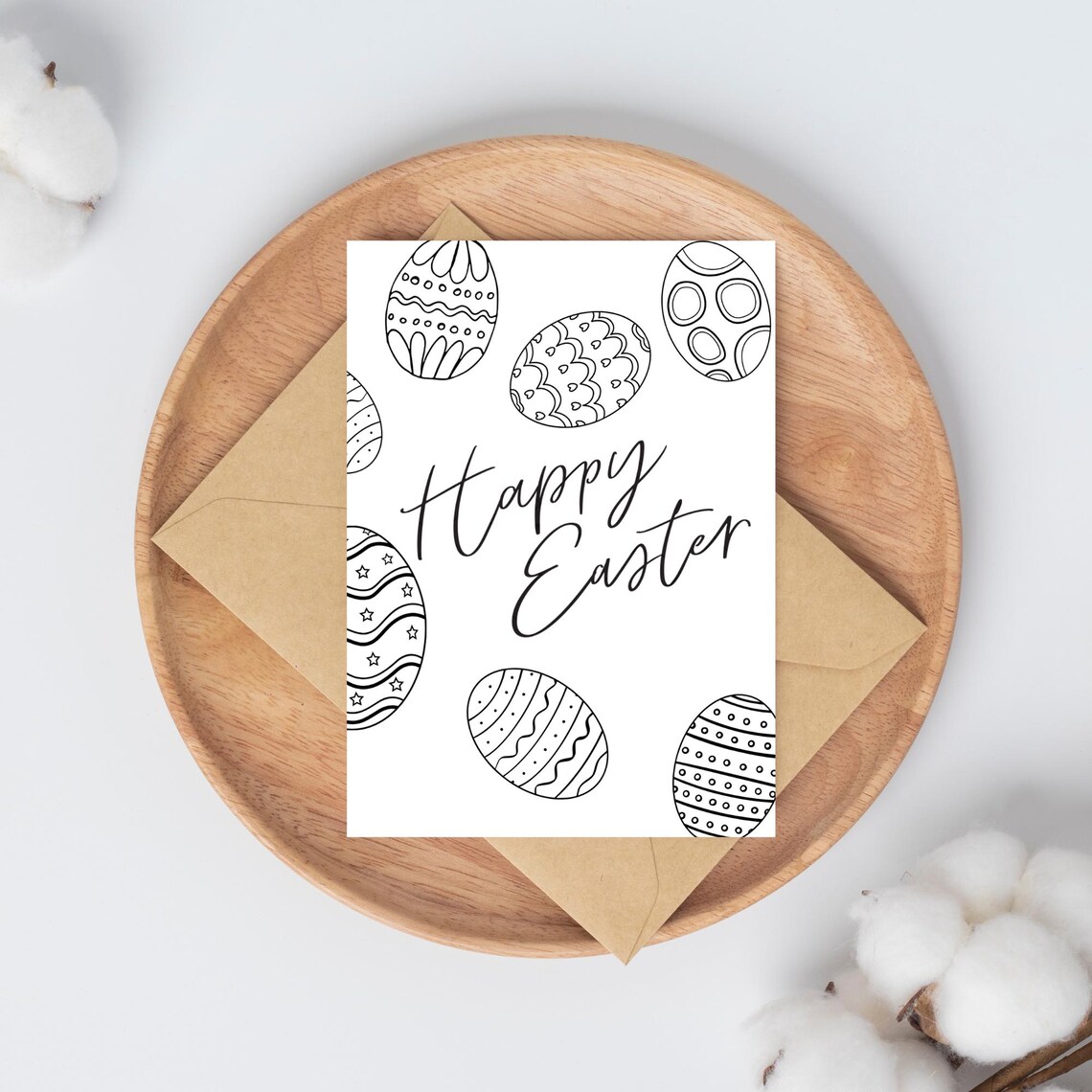 Printable Coloring Easter Card, Digital Download Easter Card, DYI ...