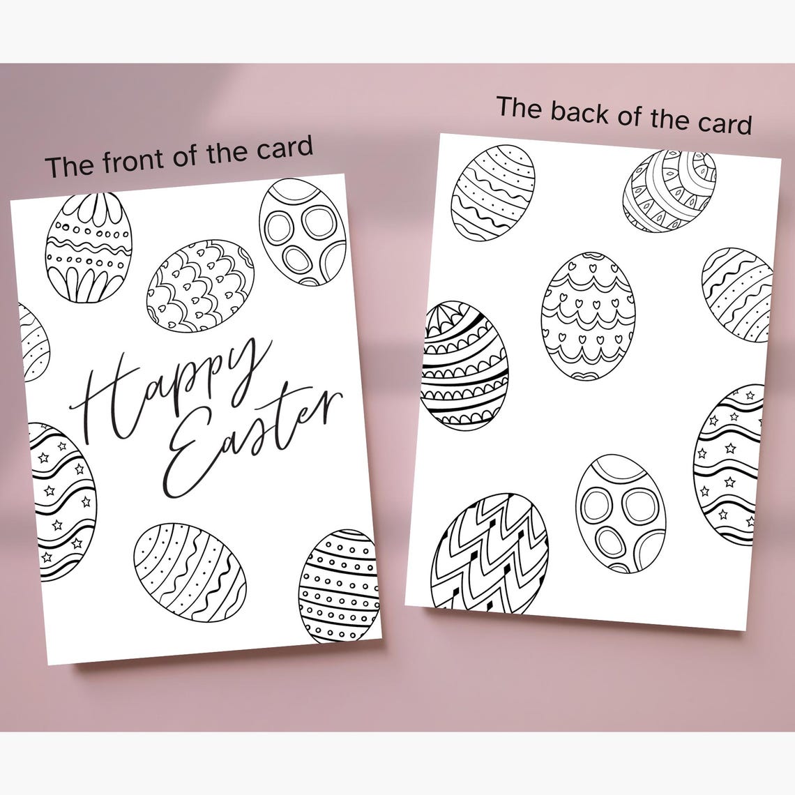 Printable Coloring Easter Card, Digital Download Easter Card, DYI ...