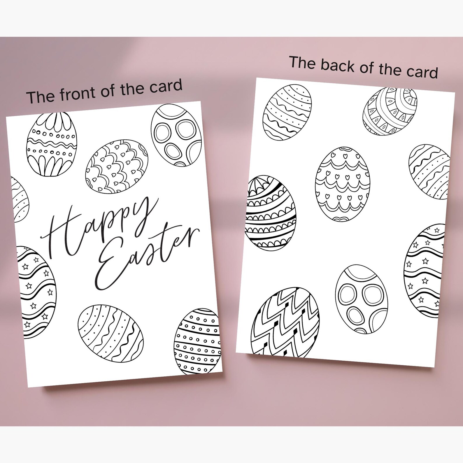 Printable Coloring Easter Card, Digital Download Easter Card, DYI ...