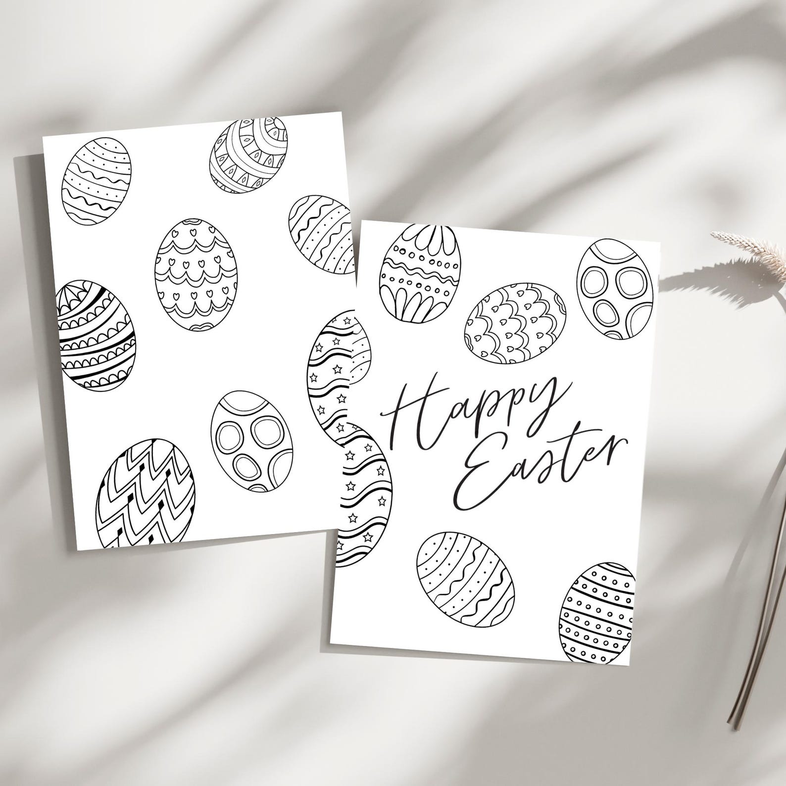Printable Coloring Easter Card, Digital Download Easter Card, DYI ...