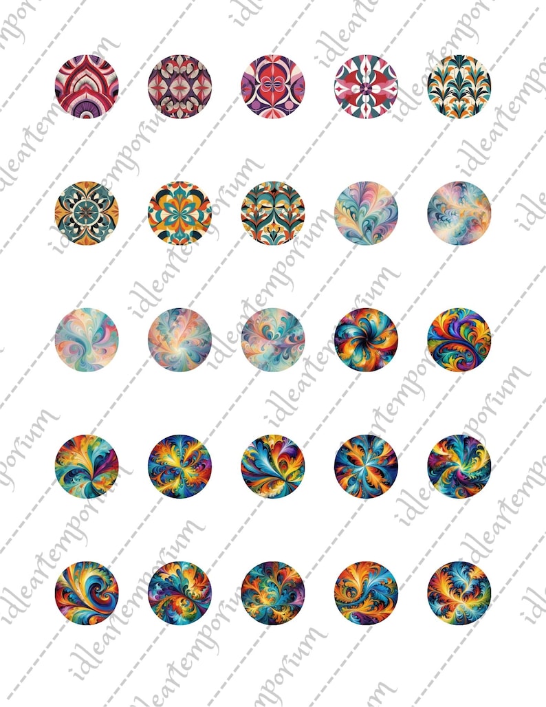 Colorful Patterns Printable for Cabochons Bottle Cap Crafts Jewelry ...