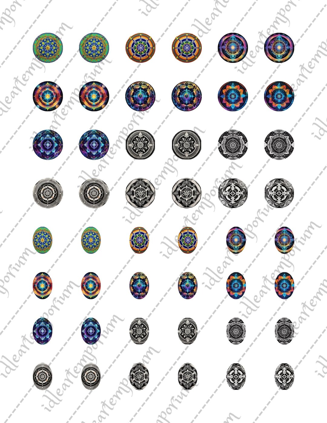 Colorful Patterns Printable for Cabochons Earrings Jewelry Crafts ...