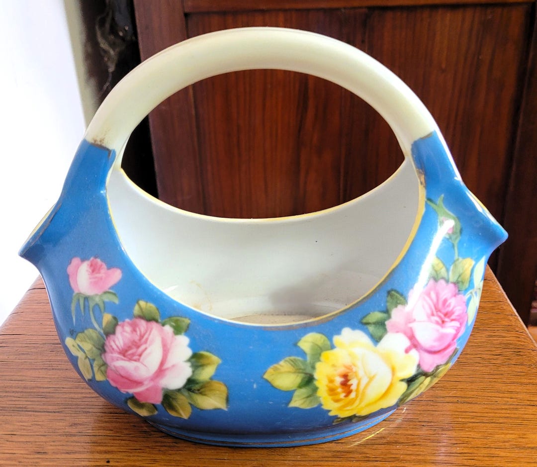 Japanese NORITAKE Hand Painted Porcelain Flower Basket (#93) - Etsy