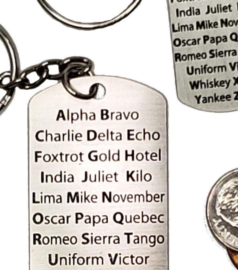 Keychain NATO Phonetic Alphabet Etched Stainless Steel USA 2 Sizes - Etsy