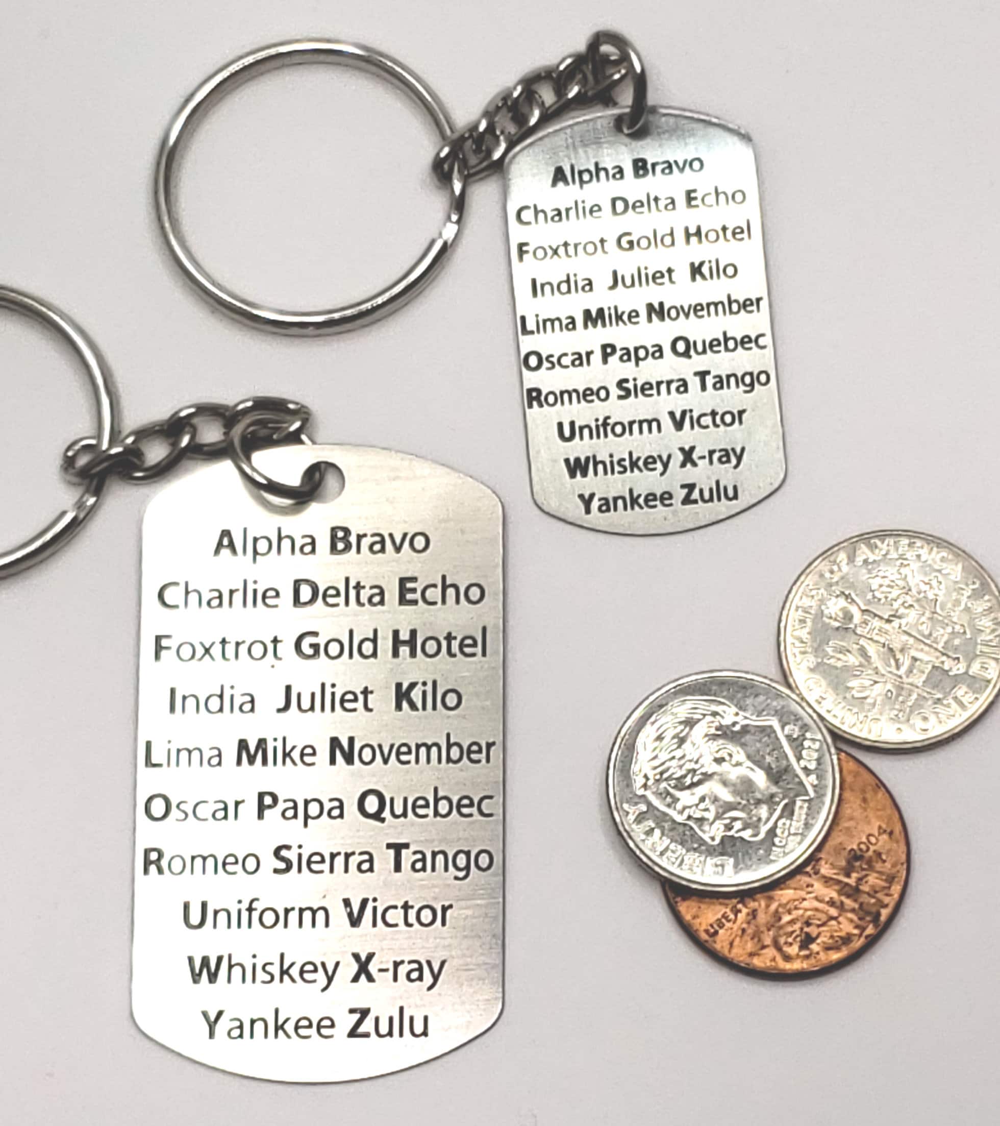 Keychain NATO Phonetic Alphabet Etched Stainless Steel USA 2 Sizes - Etsy