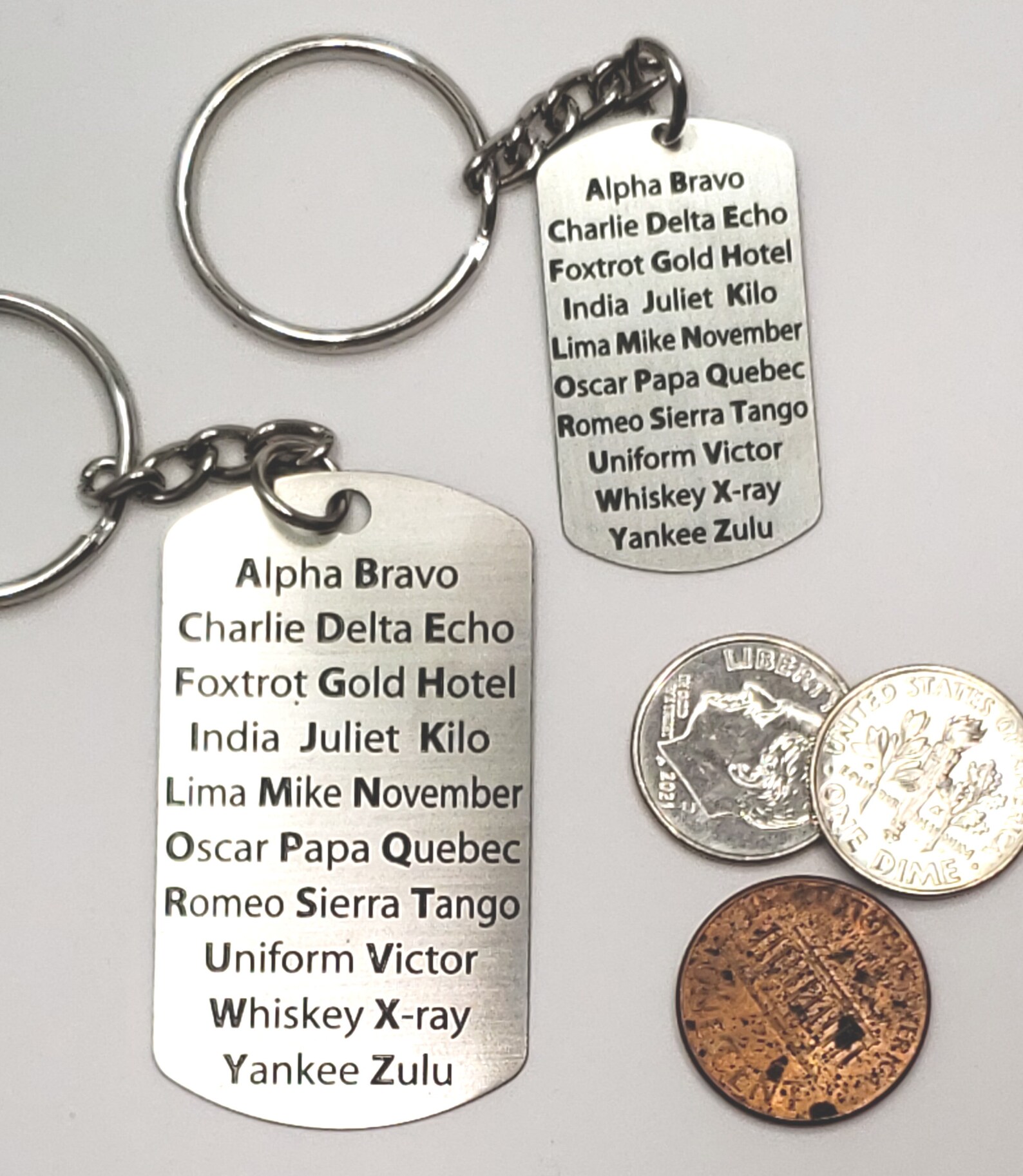 Keychain NATO Phonetic Alphabet Etched Stainless Steel USA 2 Sizes - Etsy