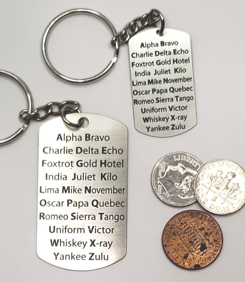 Keychain NATO Phonetic Alphabet Etched Stainless Steel USA 2 Sizes - Etsy