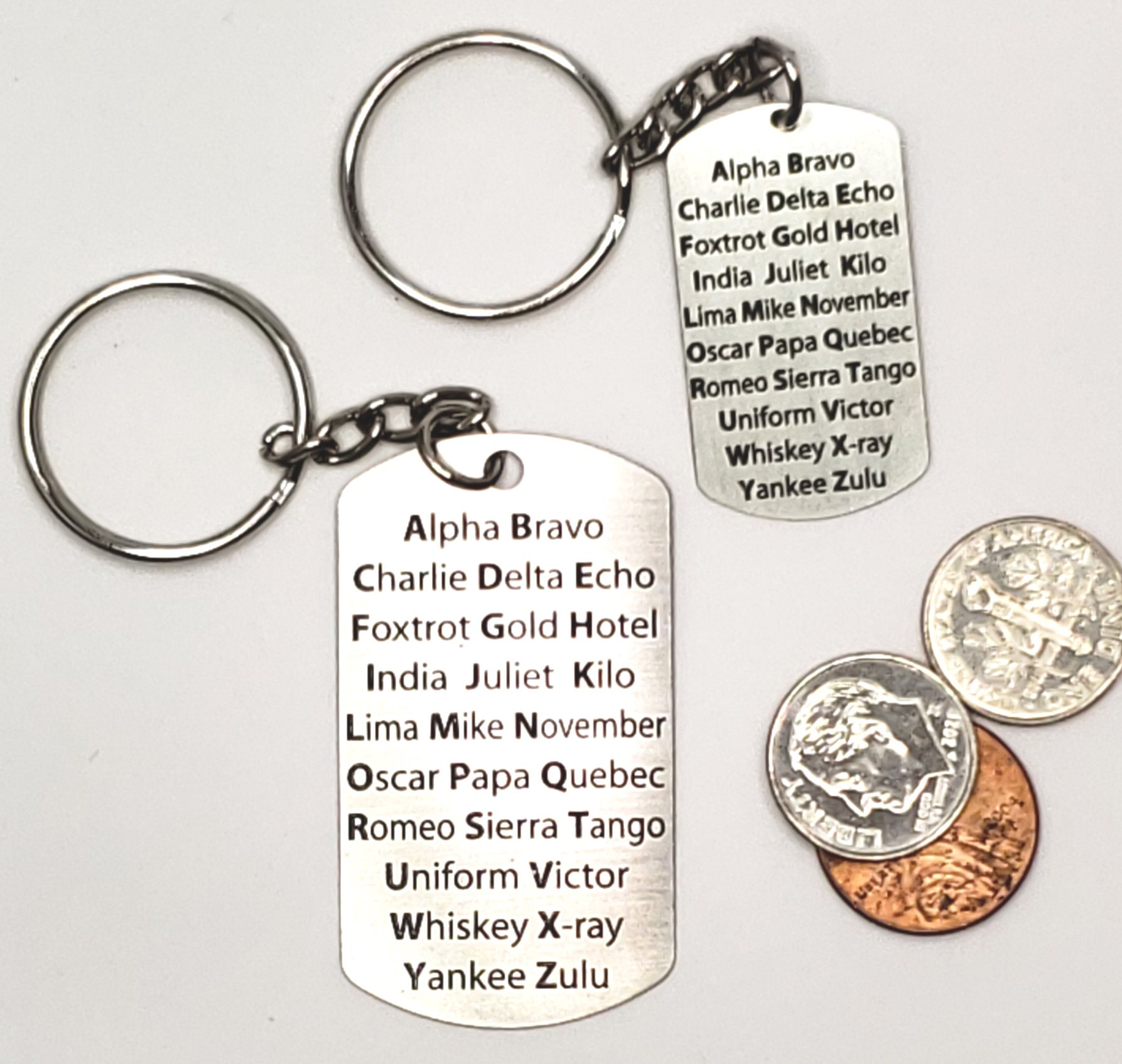 Keychain NATO Phonetic Alphabet Etched Stainless Steel USA 2 Sizes - Etsy