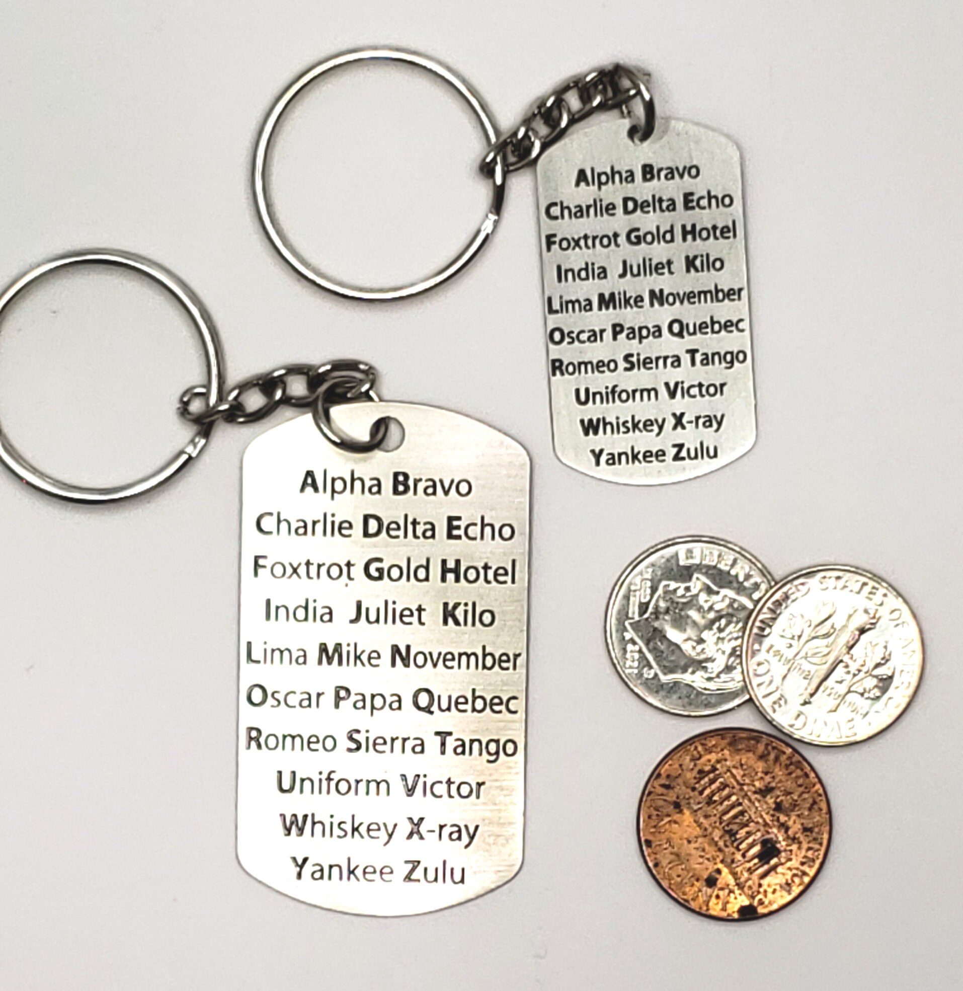 Keychain NATO Phonetic Alphabet Etched Stainless Steel USA 2 Sizes - Etsy