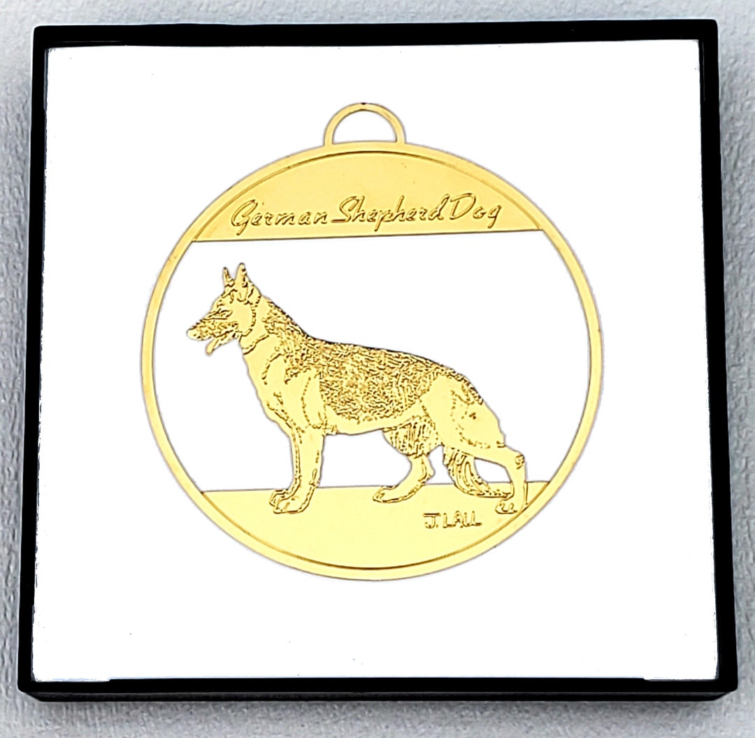 Dogs 'dart: Framed Gold Plated Etching - German Shepherd Dog Made in ...