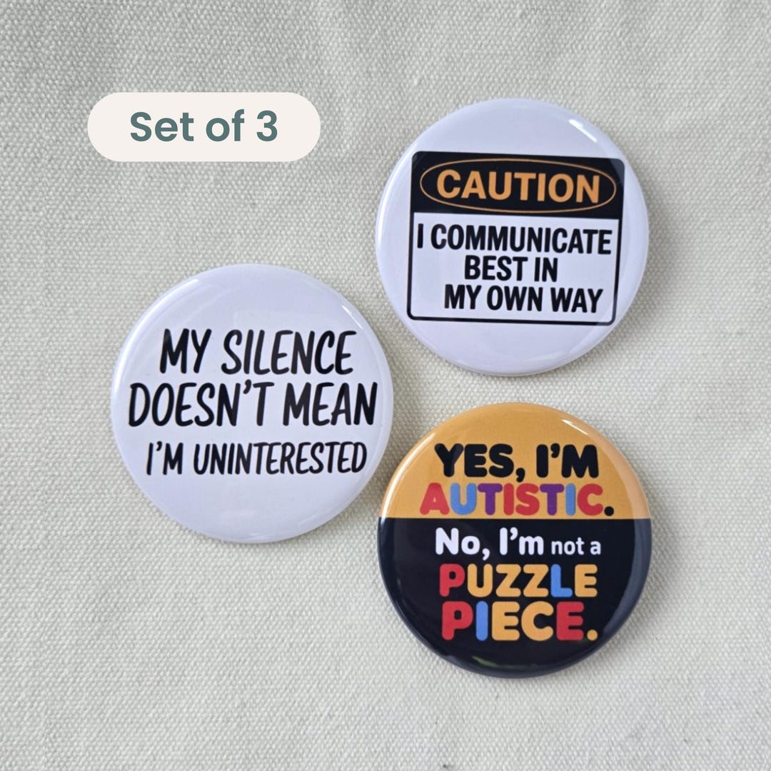 Autism Not Puzzle Piece Magnet Pin Button Badge Gift Set Autism ...
