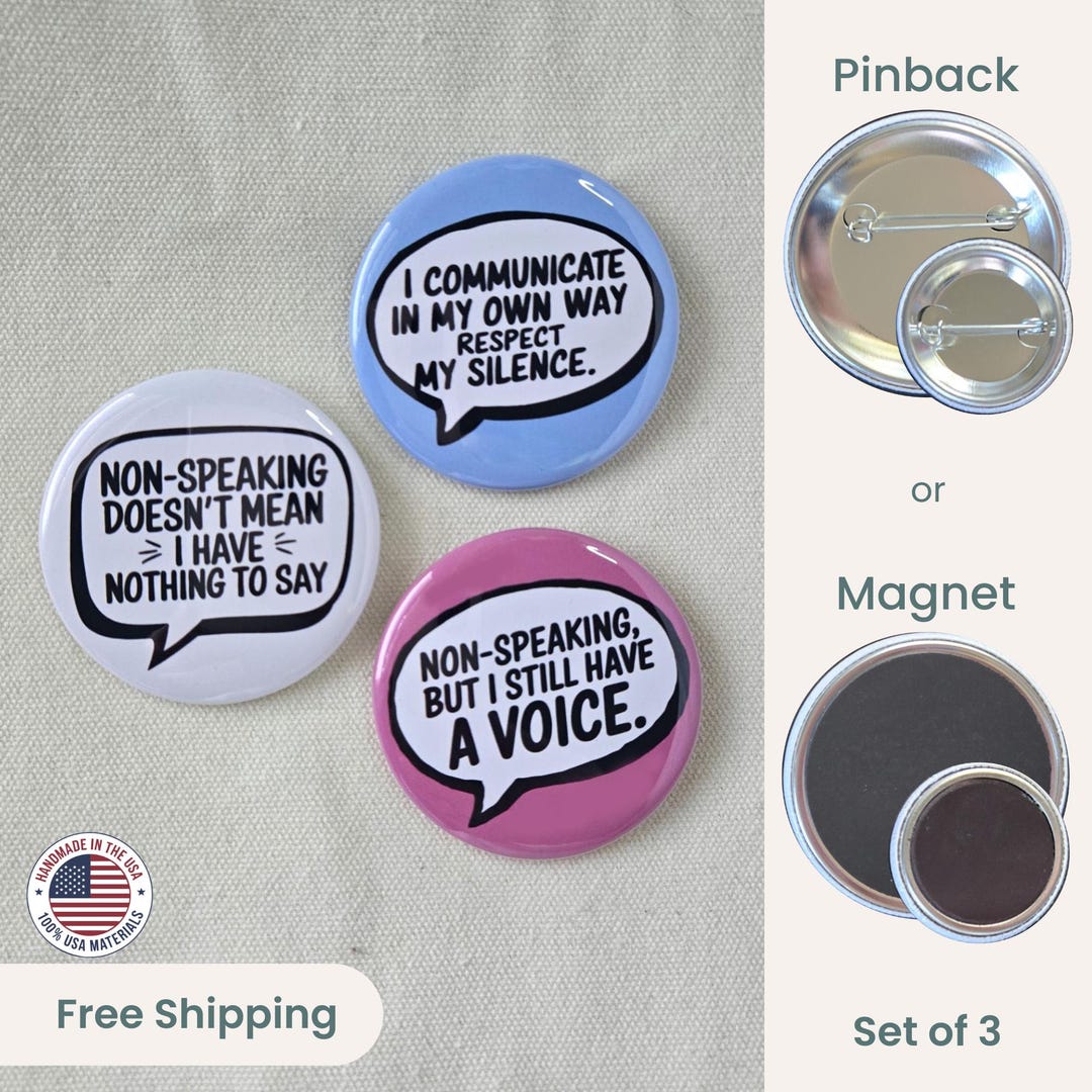 Nonspeaking Autism Acceptance Magnet Pin Button Badge Gift Set Autism ...
