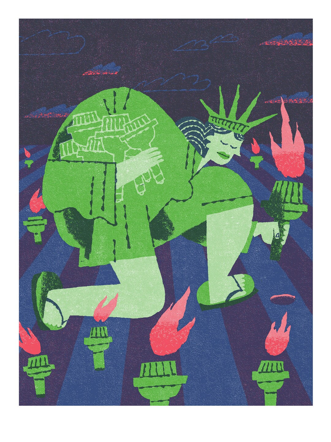 Lady Liberty Risograph Print - Etsy