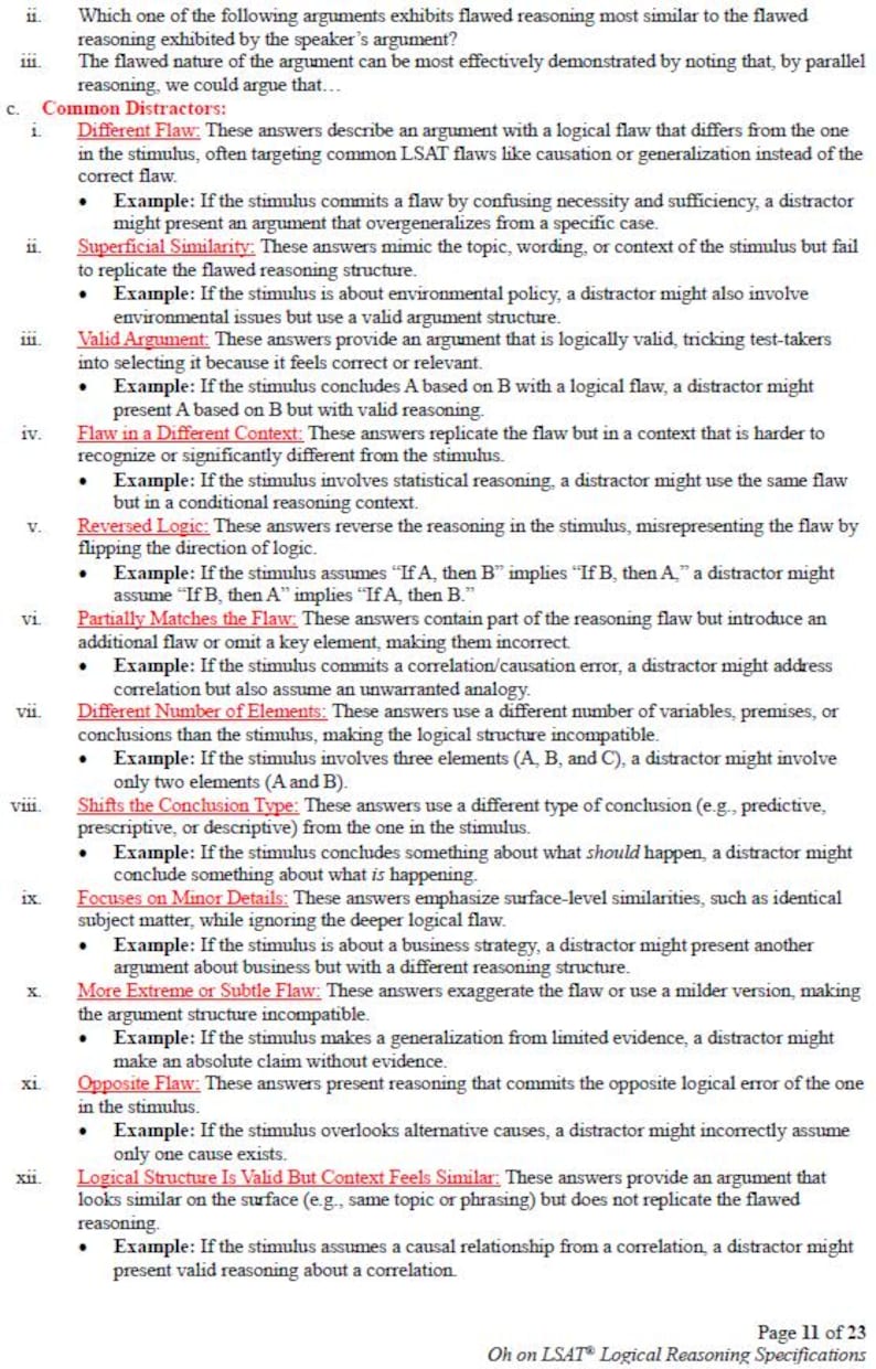 Oh on LSAT Logical Reasoning Specifications - Etsy