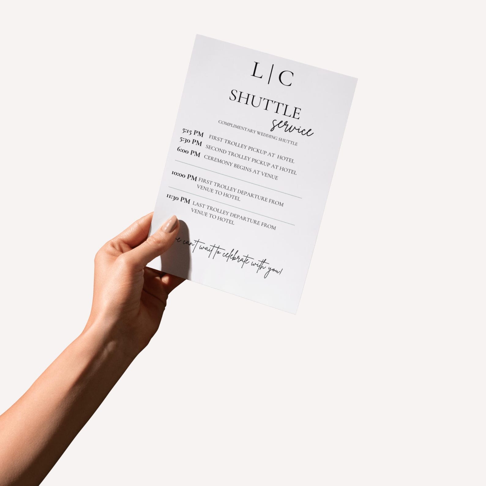 Wedding Shuttle Schedule Template, Elegant Transportation Itinerary ...