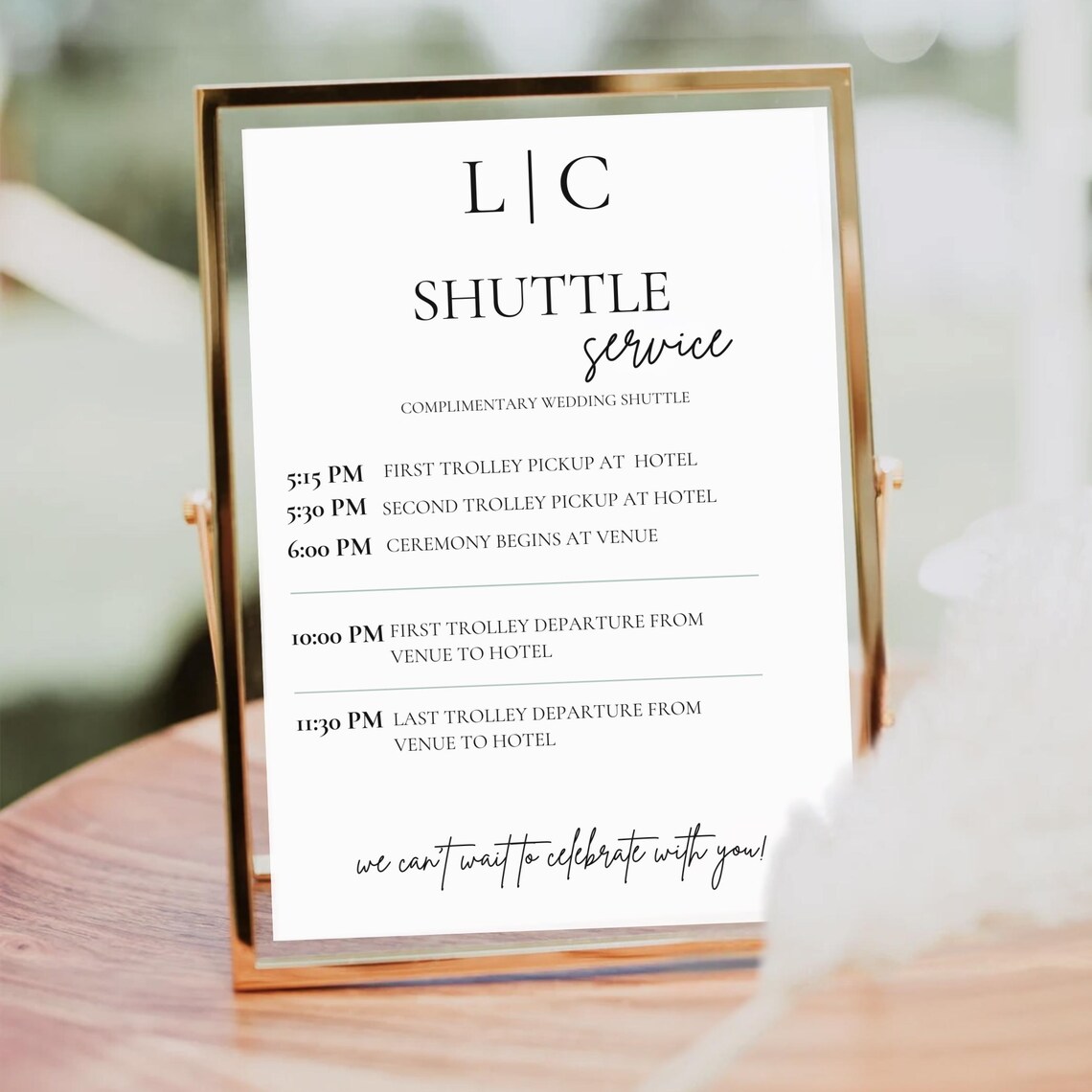 Wedding Shuttle Schedule Template, Reception Transportation Itinerary ...