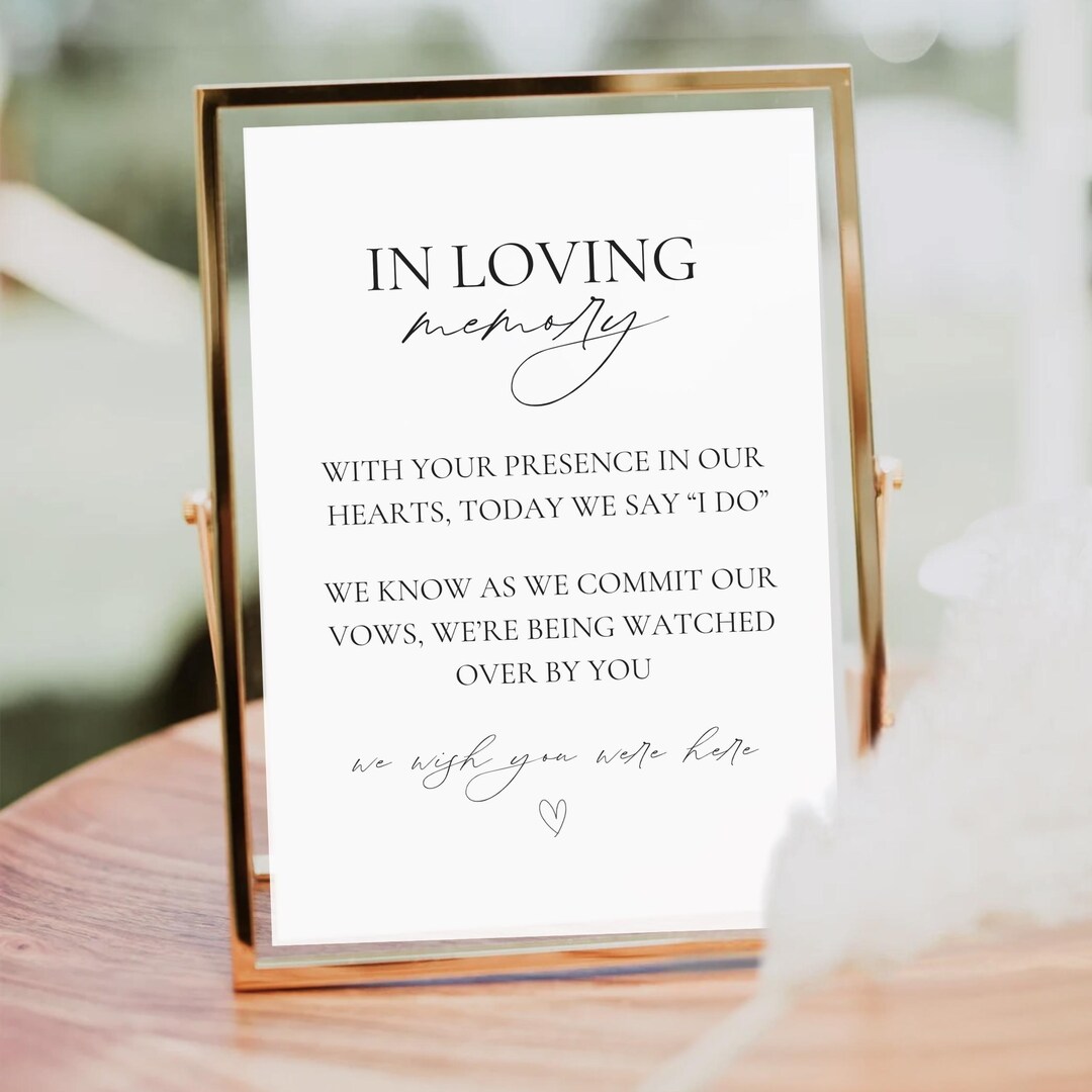 In Loving Memory Sign, Memory Sign Template for Wedding, Minimalist ...