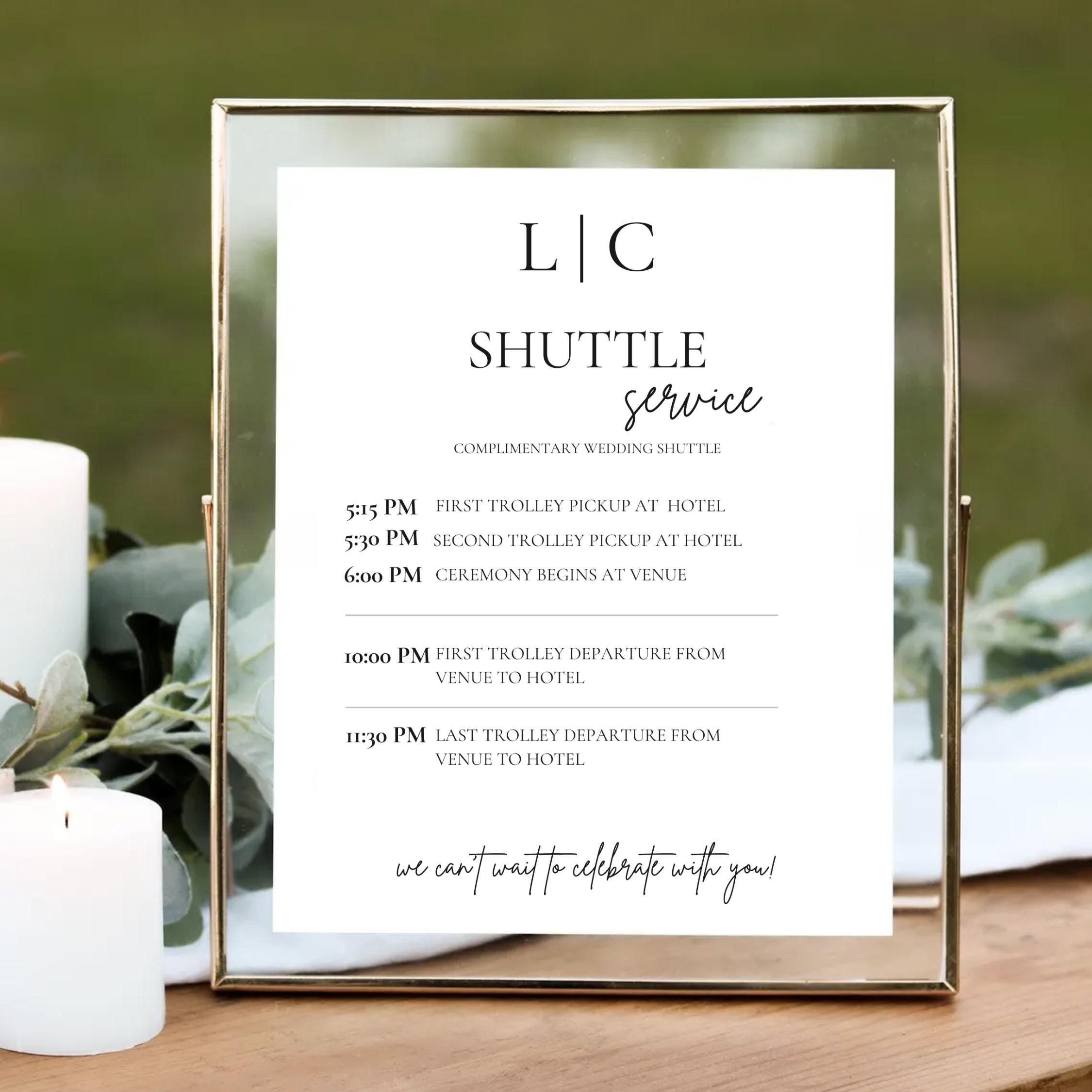 Wedding Shuttle Schedule Template, Elegant Transportation Itinerary ...