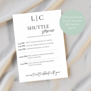 Wedding Shuttle Schedule Template, Elegant Transportation Itinerary ...