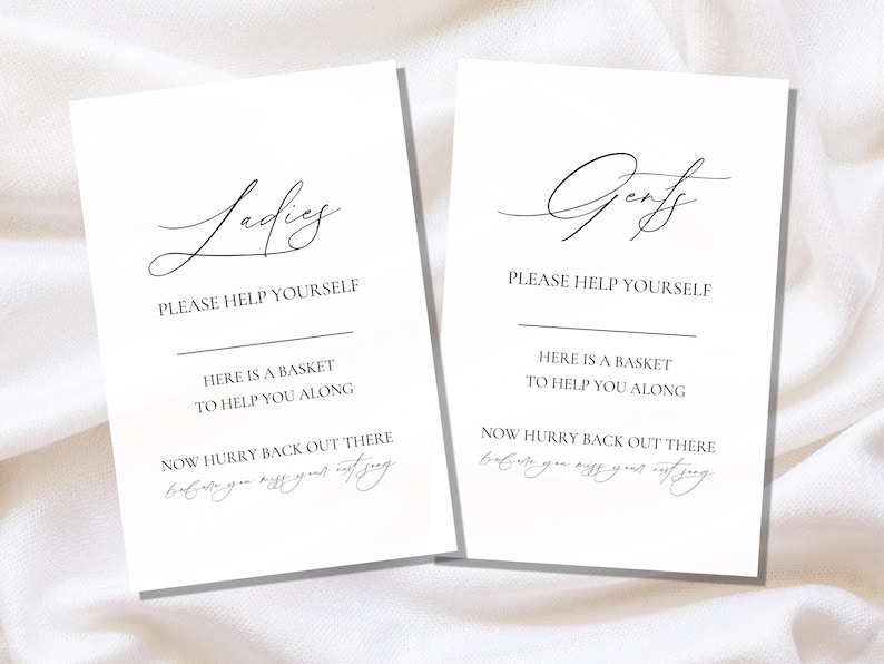 Wedding Bathroom Basket Sign Template, Minimalist Restroom Toiletries ...