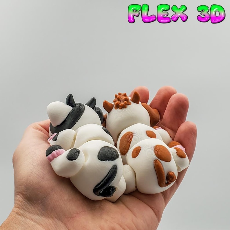 Flex 3D Cow Baby Chunkies With Cream Can, .STL Files for 3D Printing ...