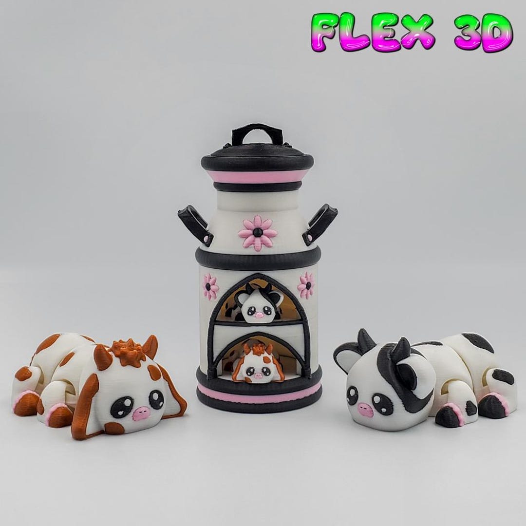 Flex 3D Cow Baby Chunkies With Cream Can, .STL Files for 3D Printing ...