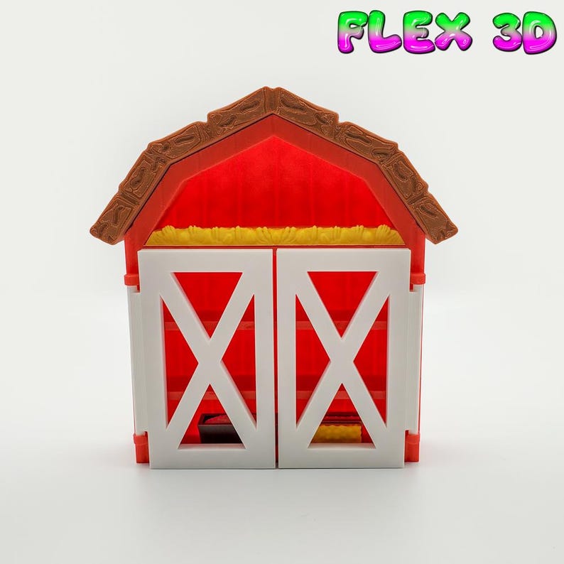 Flex 3D Shelf Buddiez Barn, .STL Files for 3D Printing, Print-in-place ...