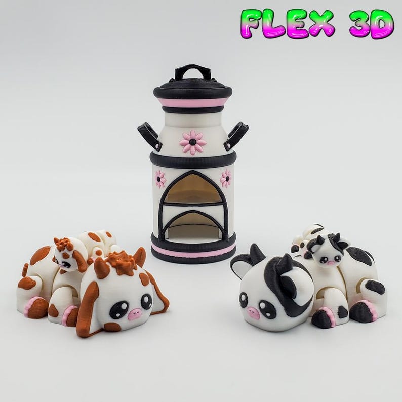 Flex 3D Cow Baby Chunkies With Cream Can, .STL Files for 3D Printing ...