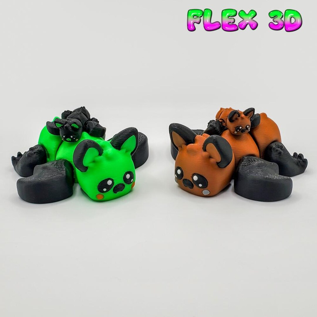 Flex 3D Bat Chunky, .STL Files for 3D Printing, Flexi, Print-in-place ...