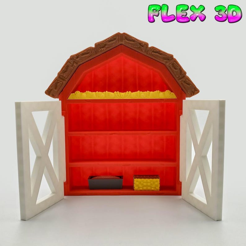 Flex 3D Shelf Buddiez Barn, .STL Files for 3D Printing, Print-in-place ...