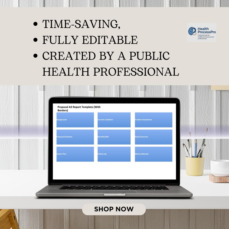 Proposal A3 Template Lean Six Sigma | Editable Healthcare Process Improvement PPT | Bonus Terms ...