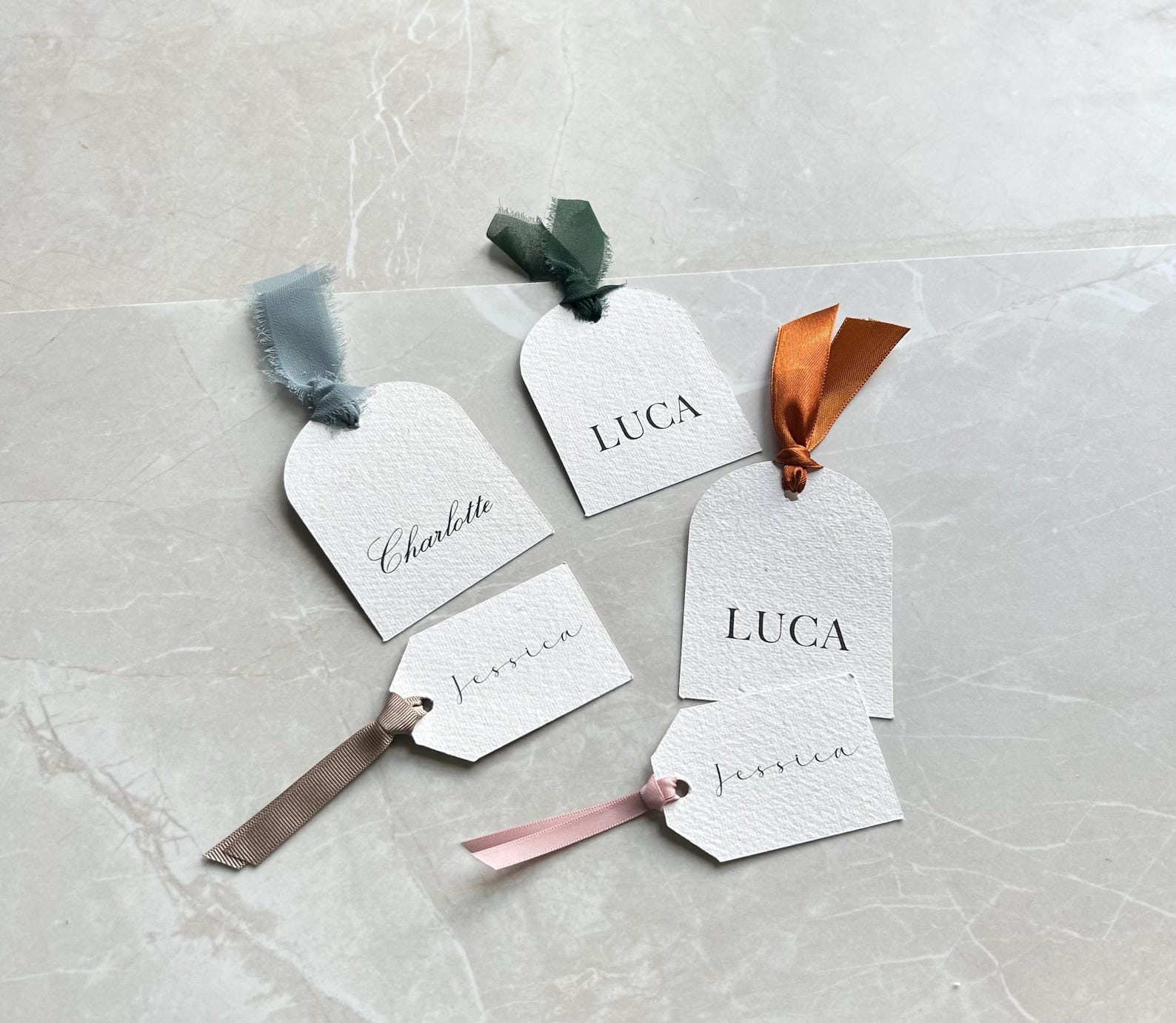 Minimalistic Event Placecard, Arch Place Cards , Ribbon Name Cards ...