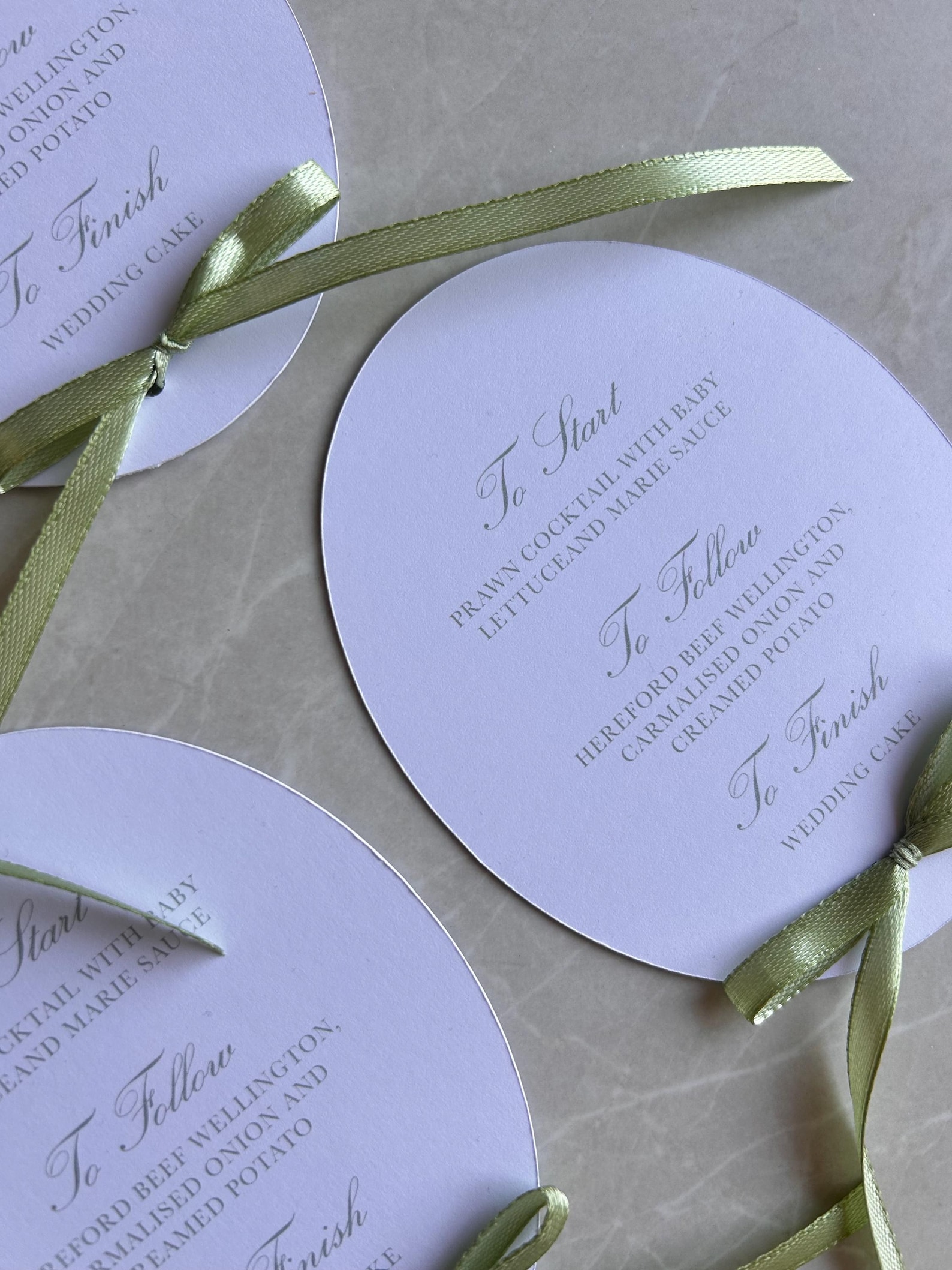 Oval Bow Menus , Shaped Menus, Wedding Menus, Event Menus, Bow Menus ...