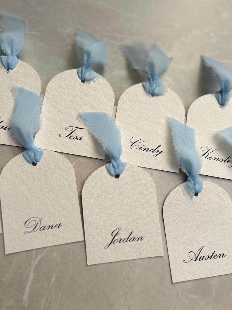Minimalistic Event Placecard, Arch Place Cards , Ribbon Name Cards ...
