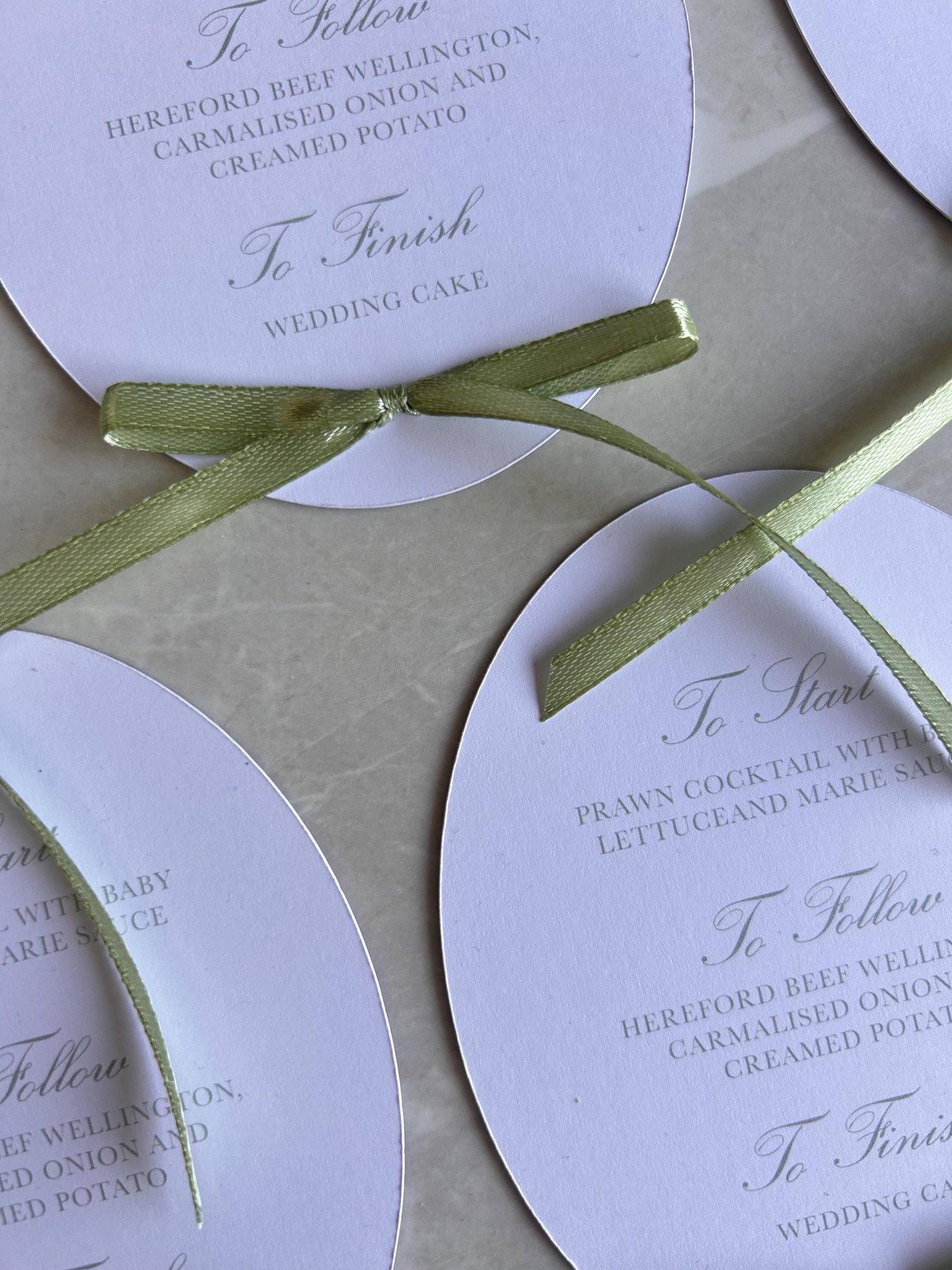 Oval Bow Menus , Shaped Menus, Wedding Menus, Event Menus, Bow Menus ...