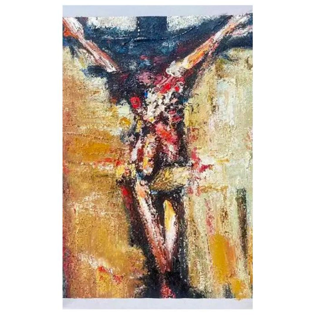 Crucifixion Anguish: Expressive Abstract Painting With Bold Texture and ...