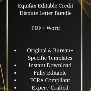Equifax Editable Credit Dispute Letter Bundle (PDF + Word) - Etsy