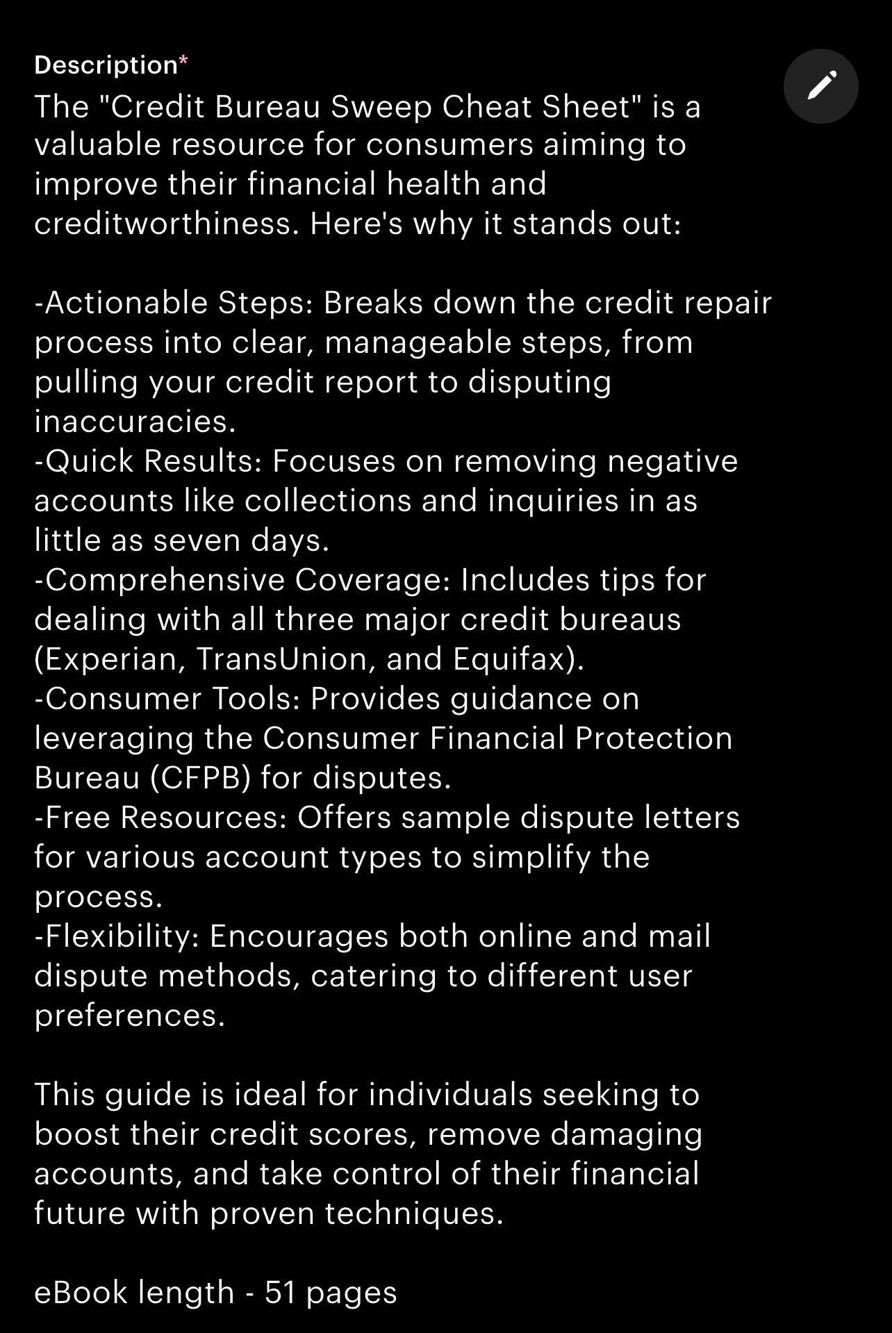 Seven Day Credit Sweep Cheat Sheet! - Etsy