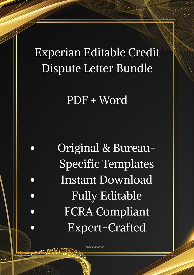 Experian Editable Credit Dispute Letter Bundle (PDF + Word) - Etsy