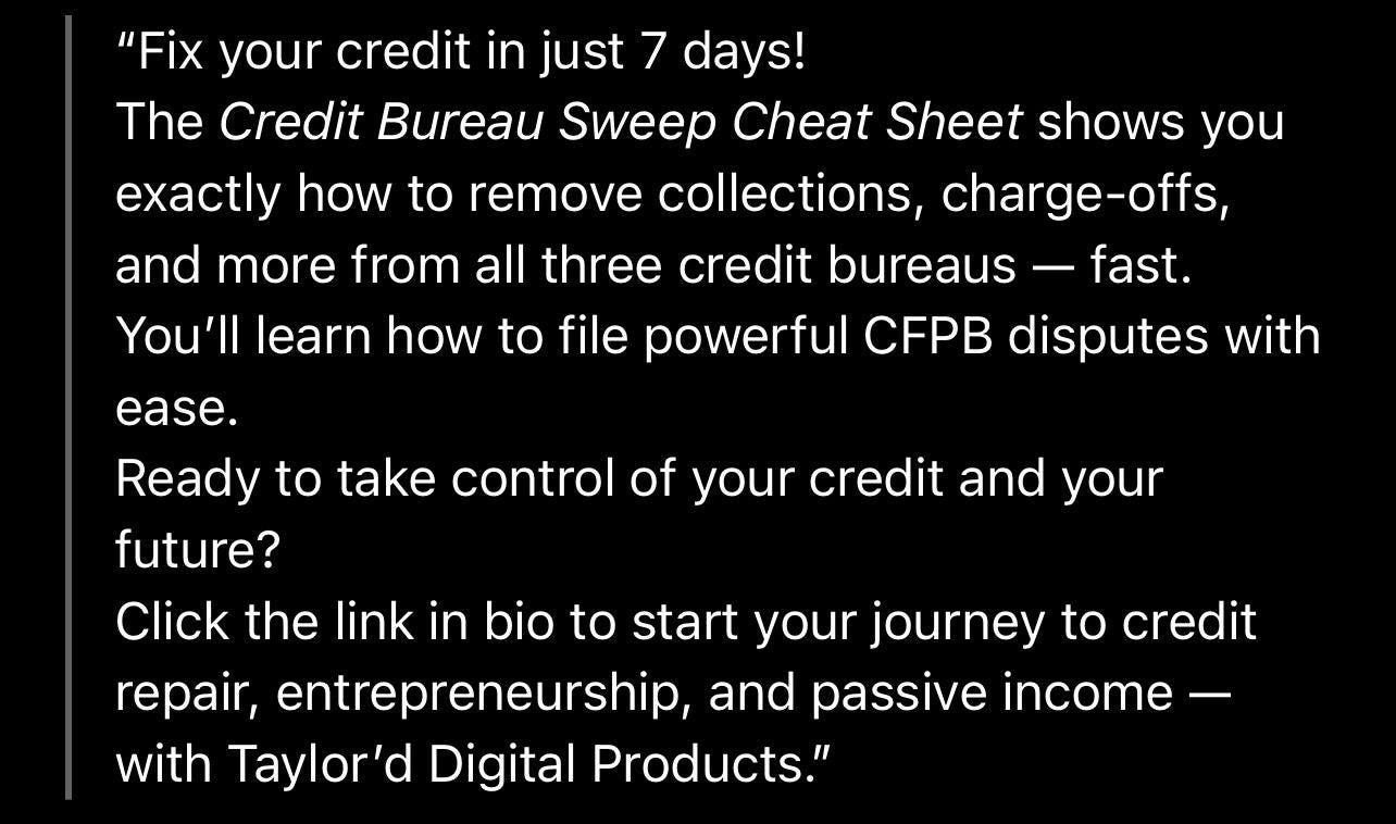 Seven Day Credit Sweep Cheat Sheet! - Etsy