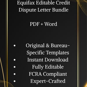 Equifax Editable Credit Dispute Letter Bundle (PDF + Word) - Etsy