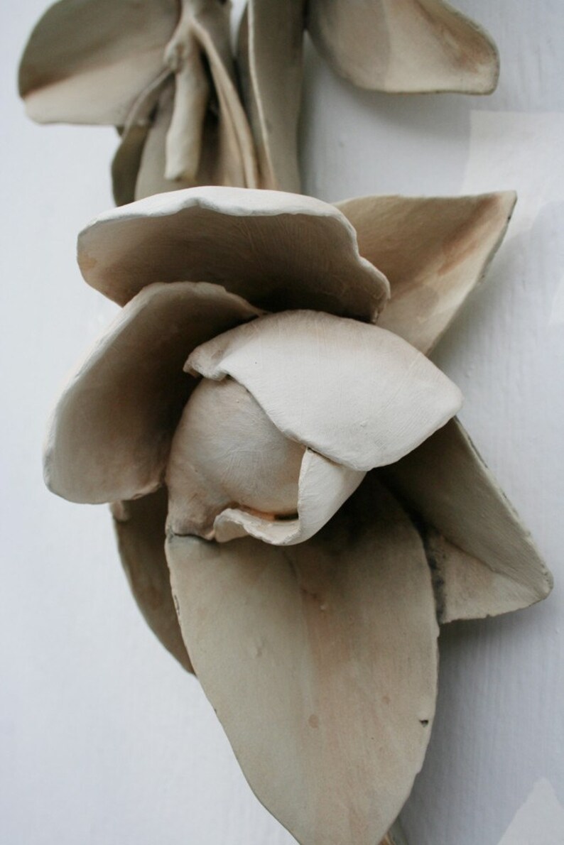 Sculpted ceramic magnolia branch. Natural neutral blossom | Etsy