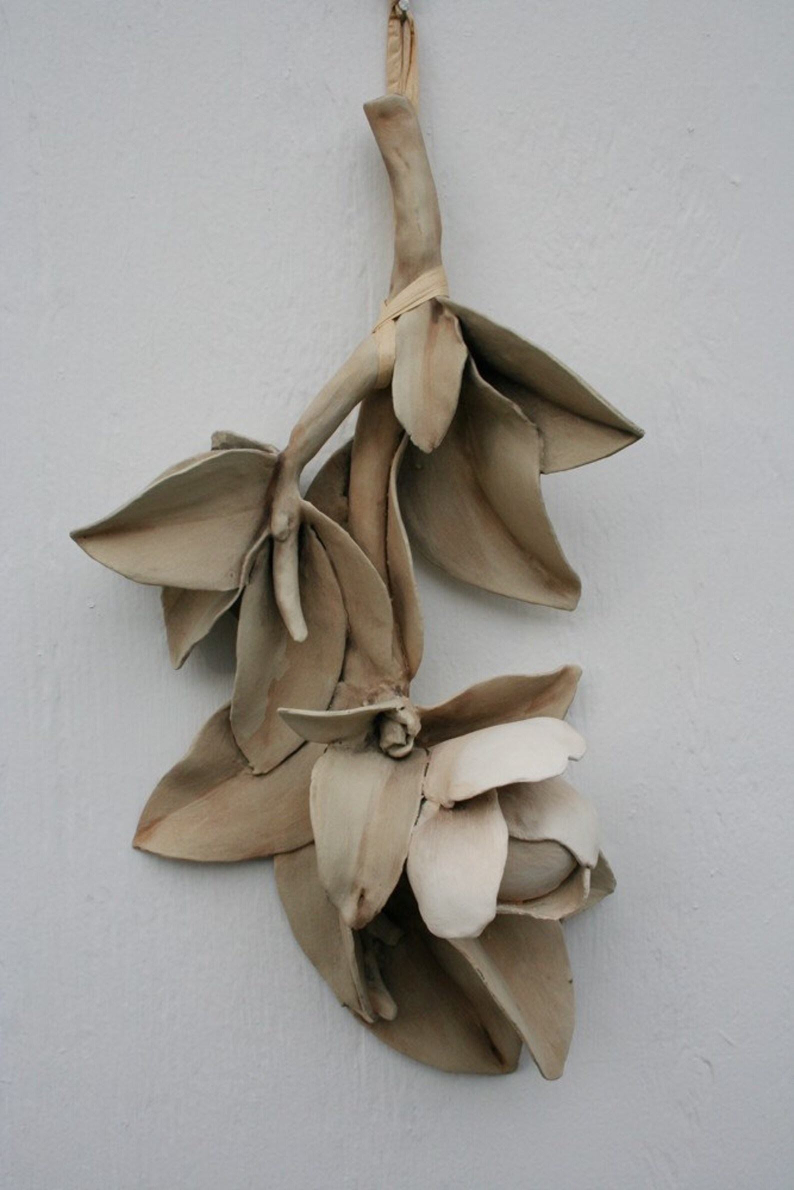 Sculpted ceramic magnolia branch. Natural neutral blossom | Etsy