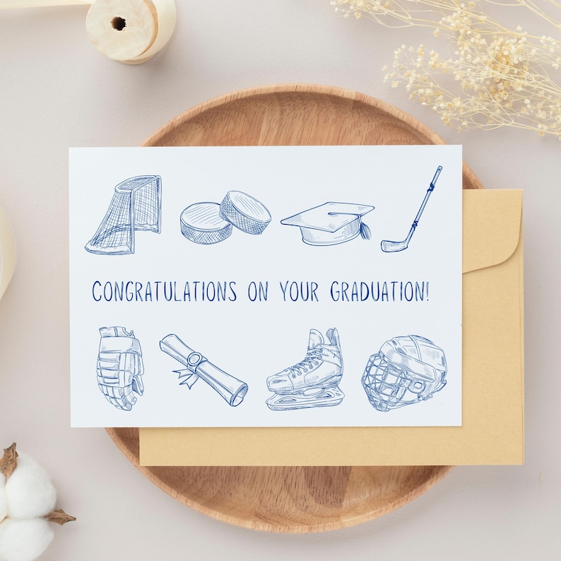 Hockey Graduation Card - Printable Instant Download Sports Card for ...