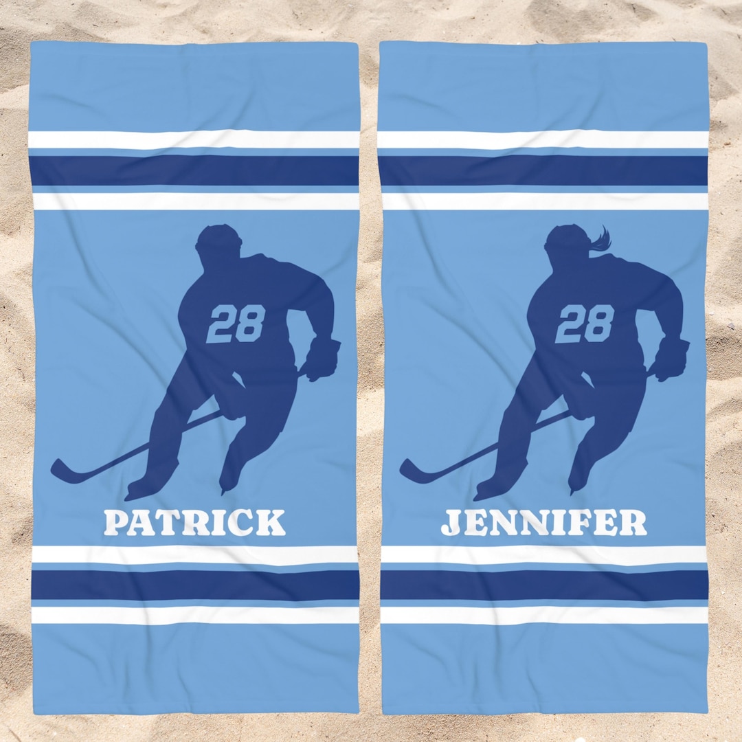 Hockey Beach Towel, Custom Sports Beach Towel, Personalized Towel for ...