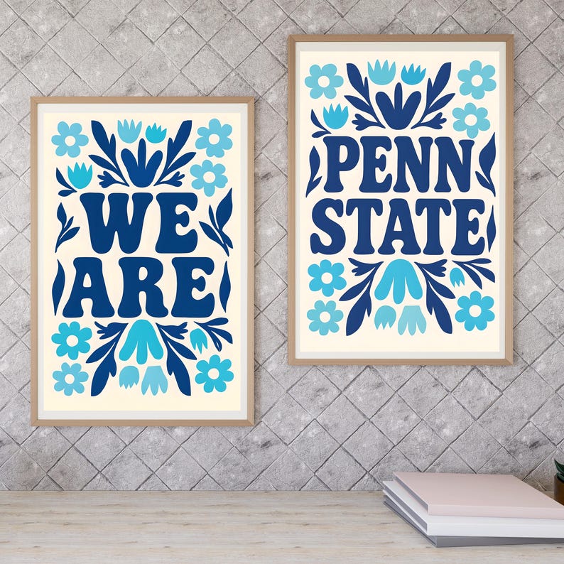 We Are Penn State Wall Art Set - Trendy Floral Printable Penn State ...